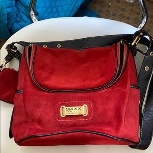 Maxx New York Bags | Maxi New York Nylon Black Handbag Trim Leather ...